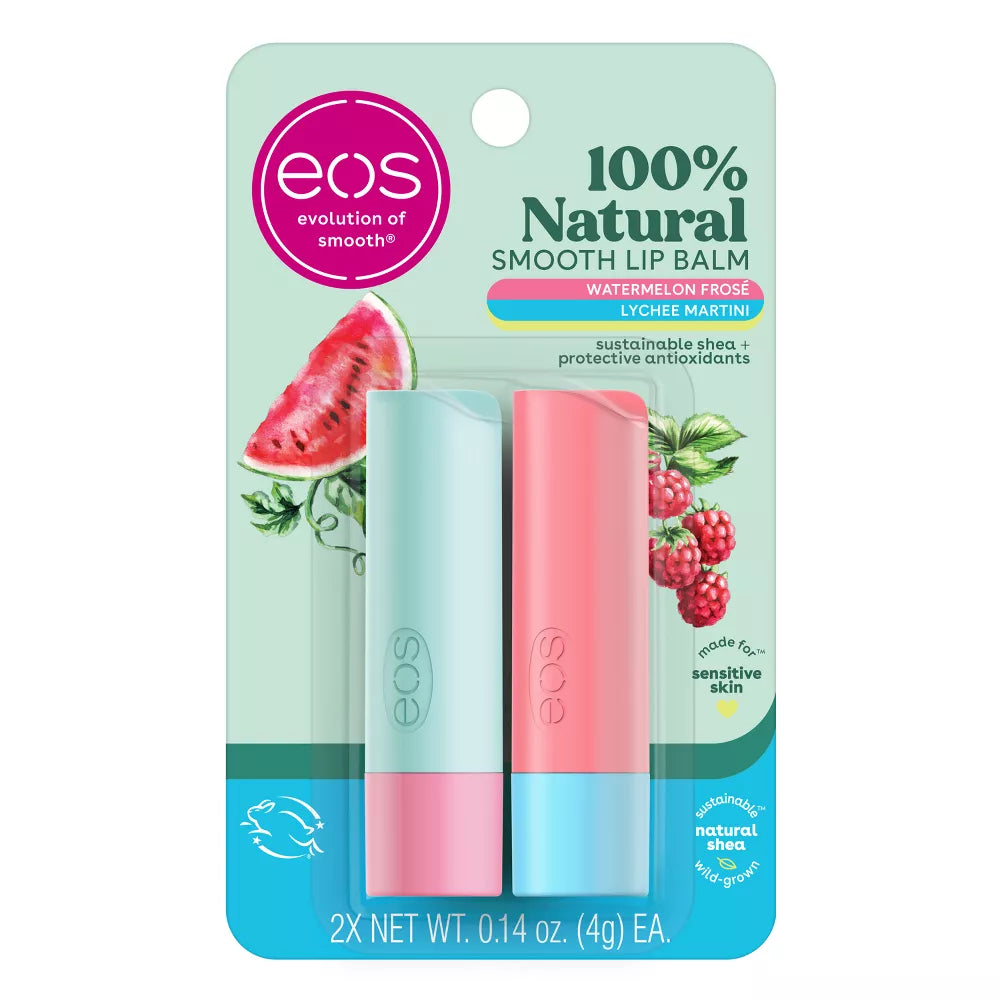 eos 100% Natural Lip Balm Sticks - Watermelon Frosé and Lychee Martini ...